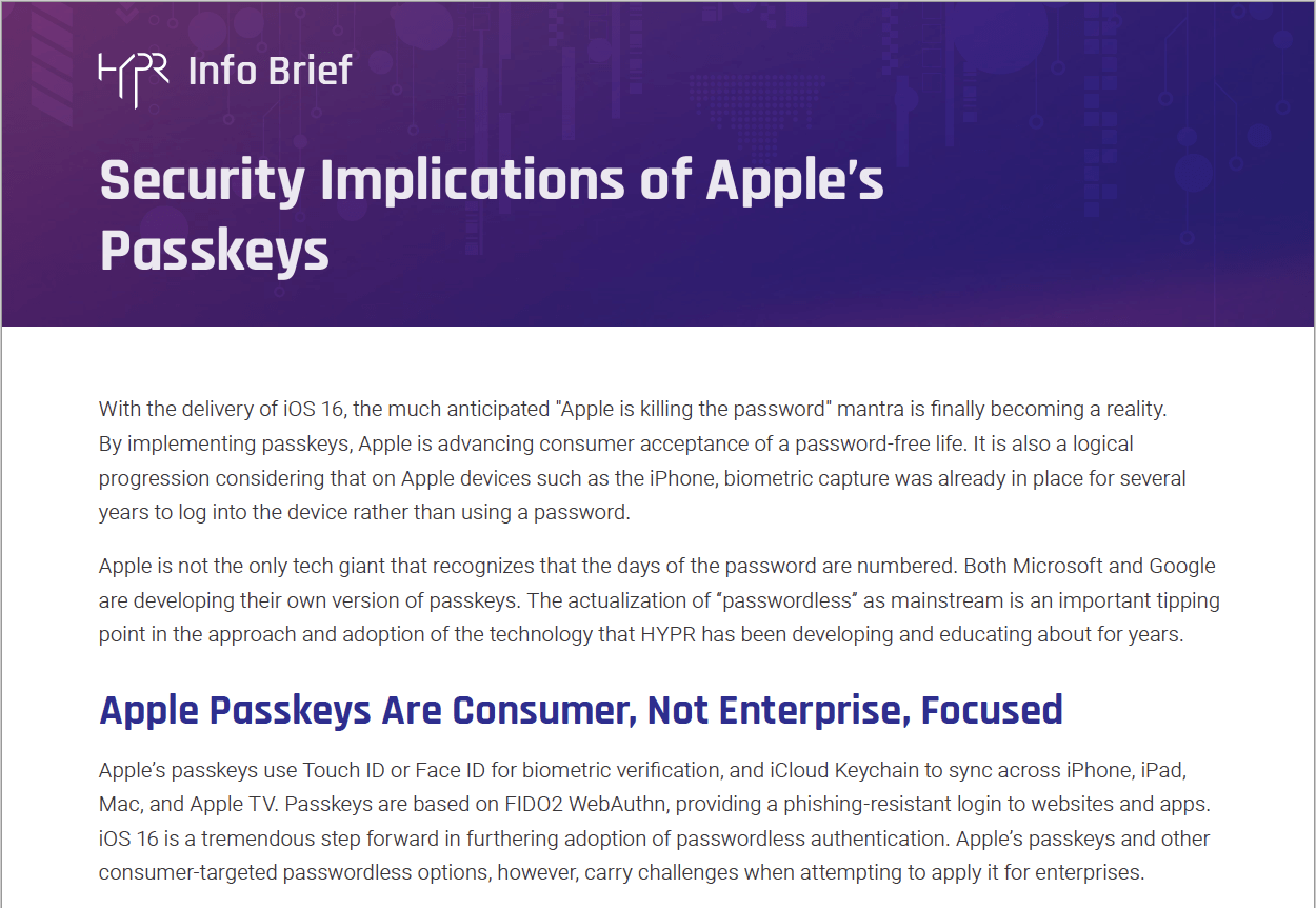 Security Implications of Apple’s Passkeys | HYPR Security Implications of Apple’s Passkeys | HYPR